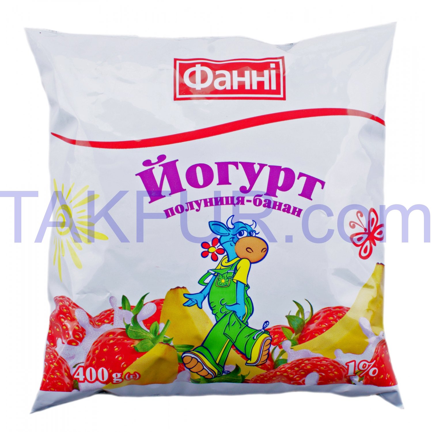 Йогурт Фанні Клубника-банан 1% 400г купить онлайн с доставкой в офис ...